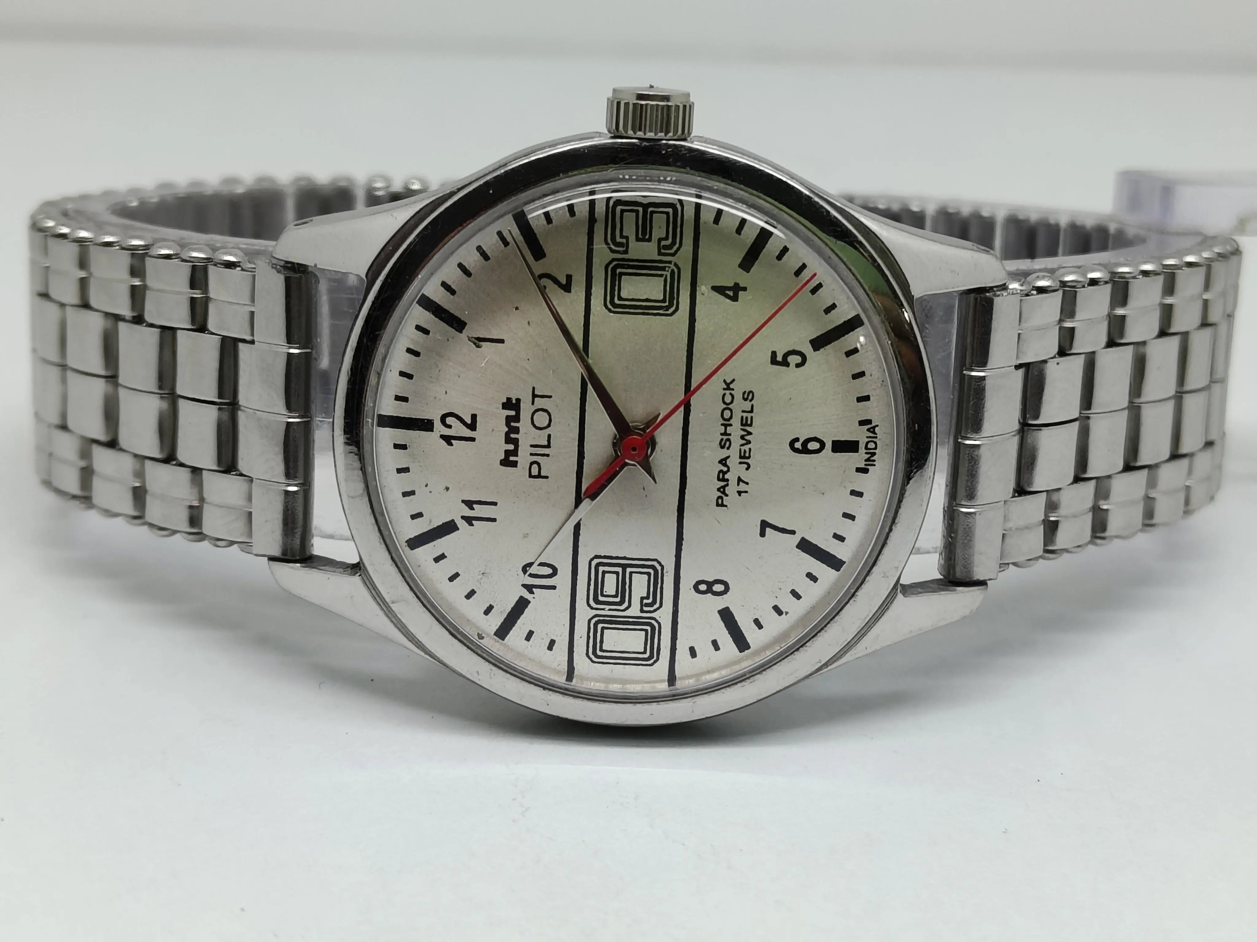 Hmt Pilot Mechanical Handwinding Movement stainless Steel Para Shock ...