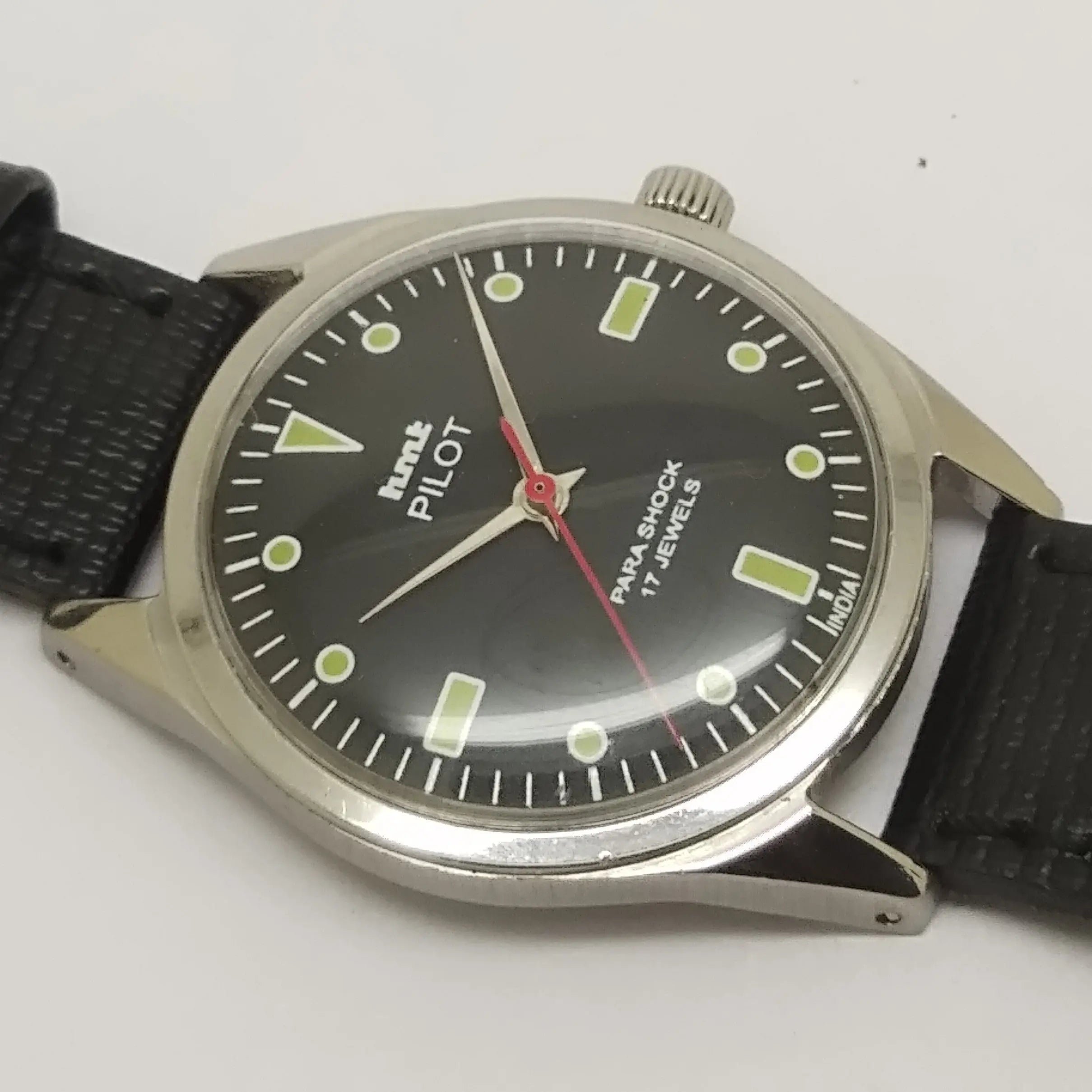 Hmt Pilot Mechanical Handwinding Movement leather Jewels Analog Dial ...
