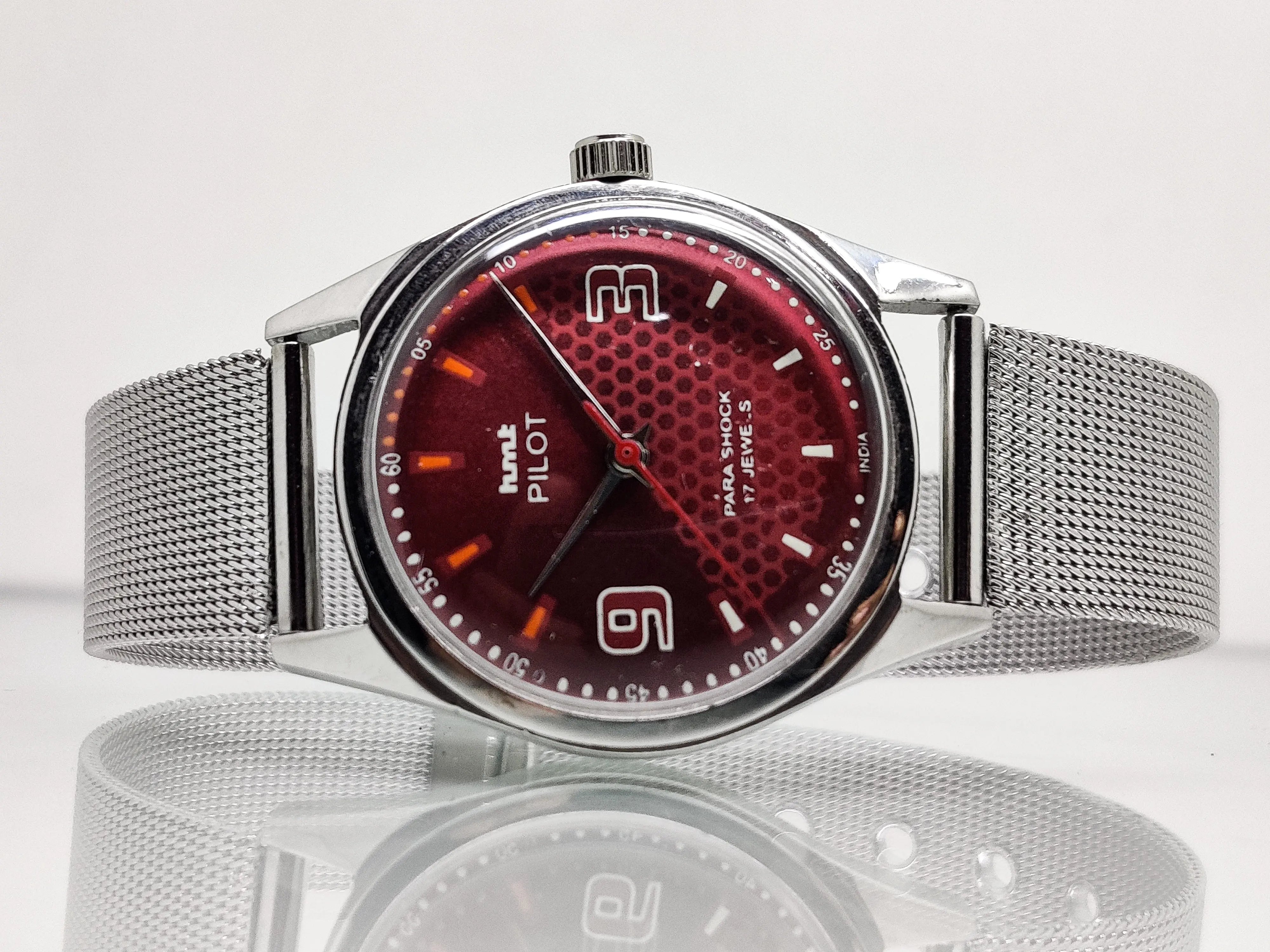 Hmt Pilot Mechanical Handwinding Movement stainless Steel Para Shock ...