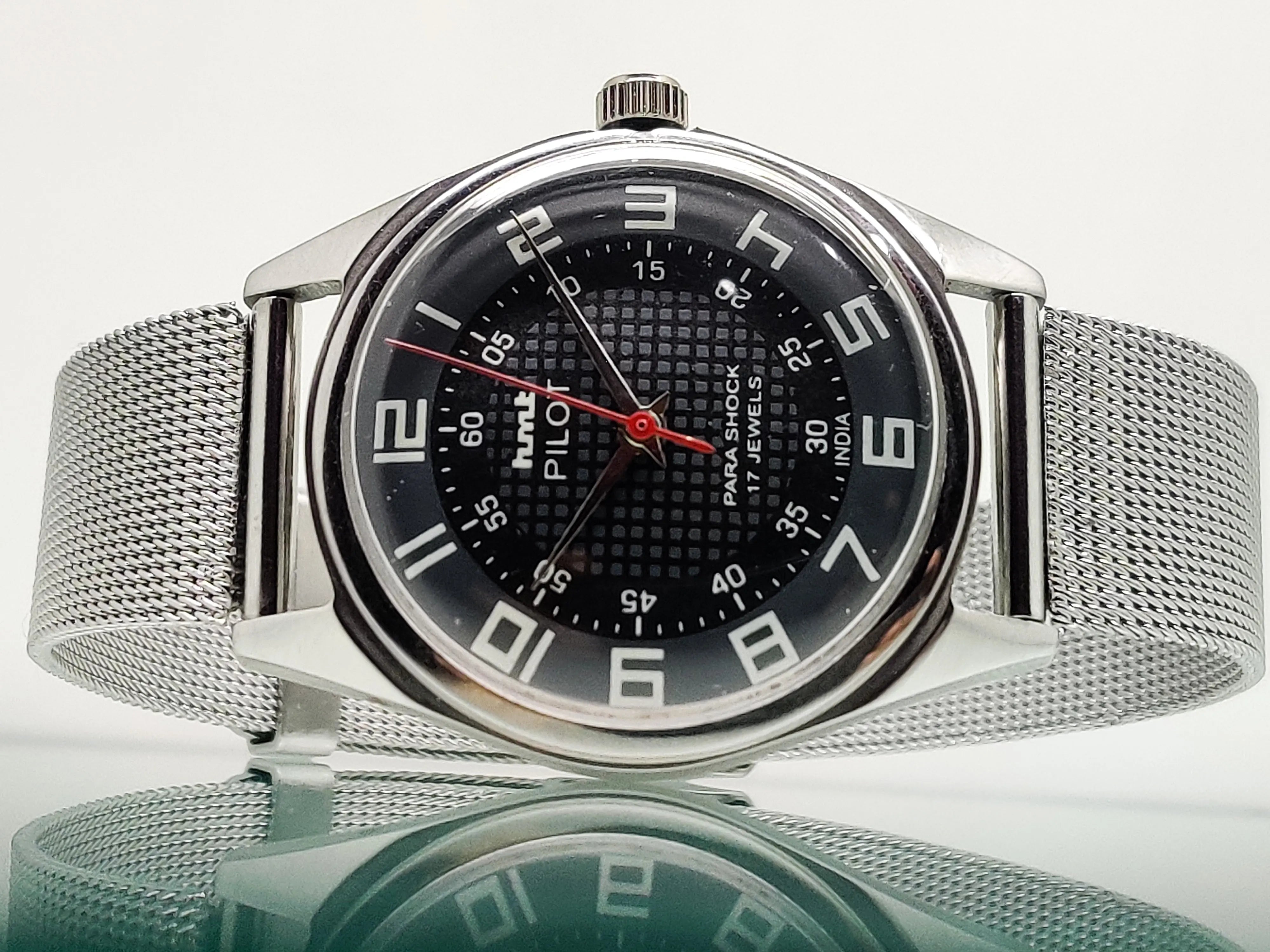 Hmt Pilot Mechanical Handwinding Movement stainless Steel Para Shock ...