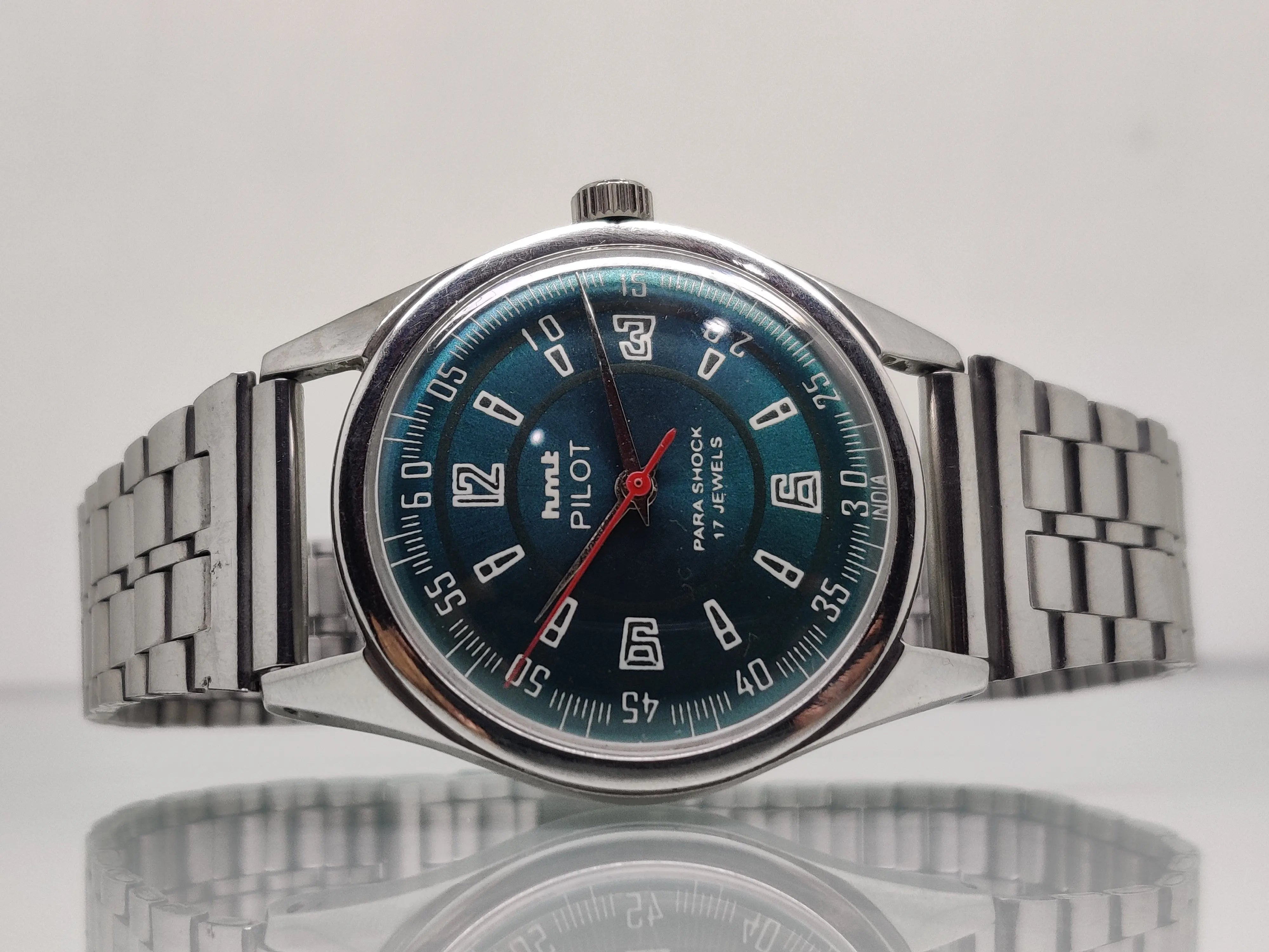 Hmt Pilot Mechanical Handwinding Movement stainless Steel Para Shock ...