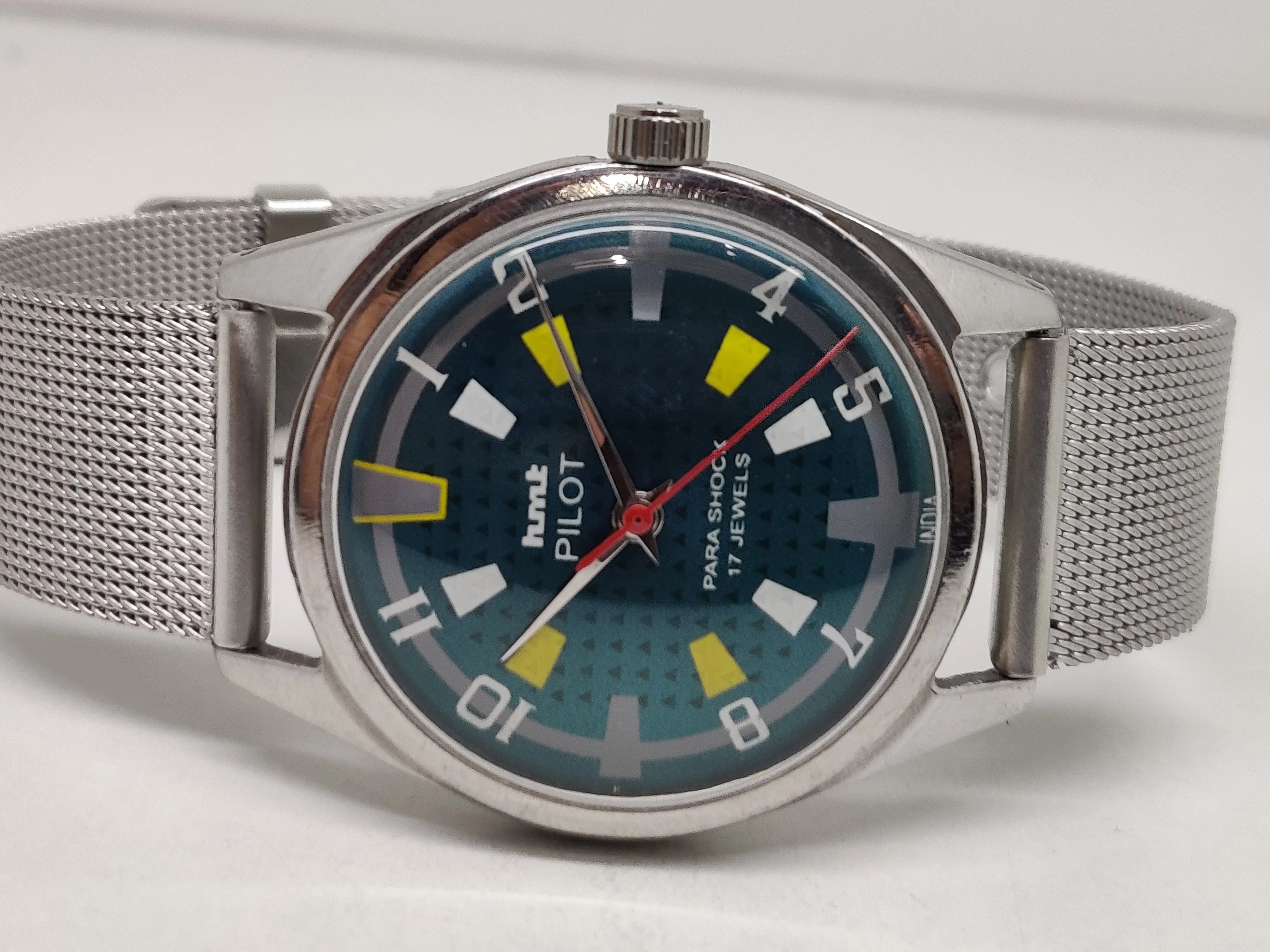 Hmt Pilot Mechanical Handwinding Movement stainless Steel Para Shock ...