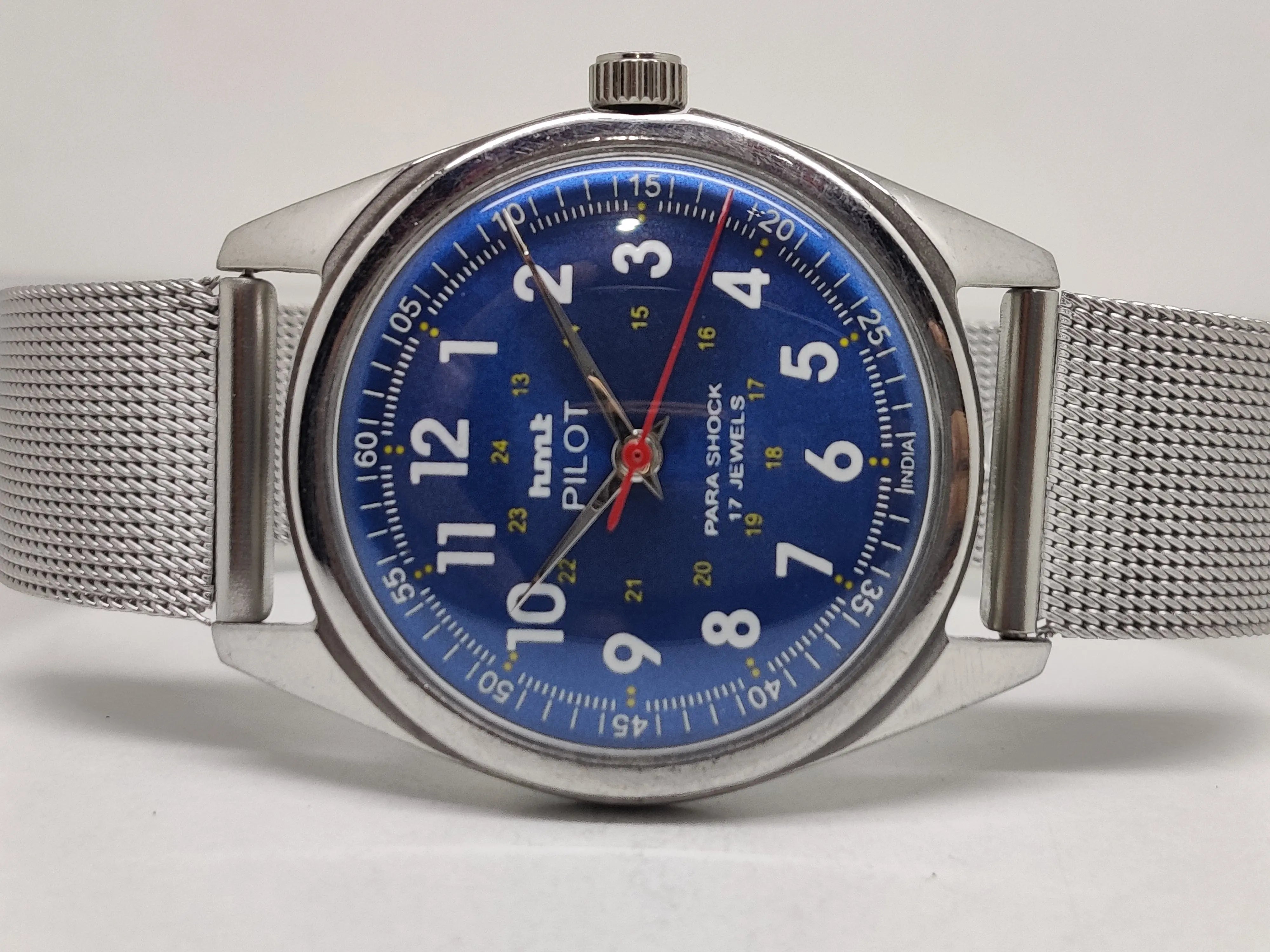Hmt Pilot Mechanical Handwinding Movement stainless Steel Para Shock ...