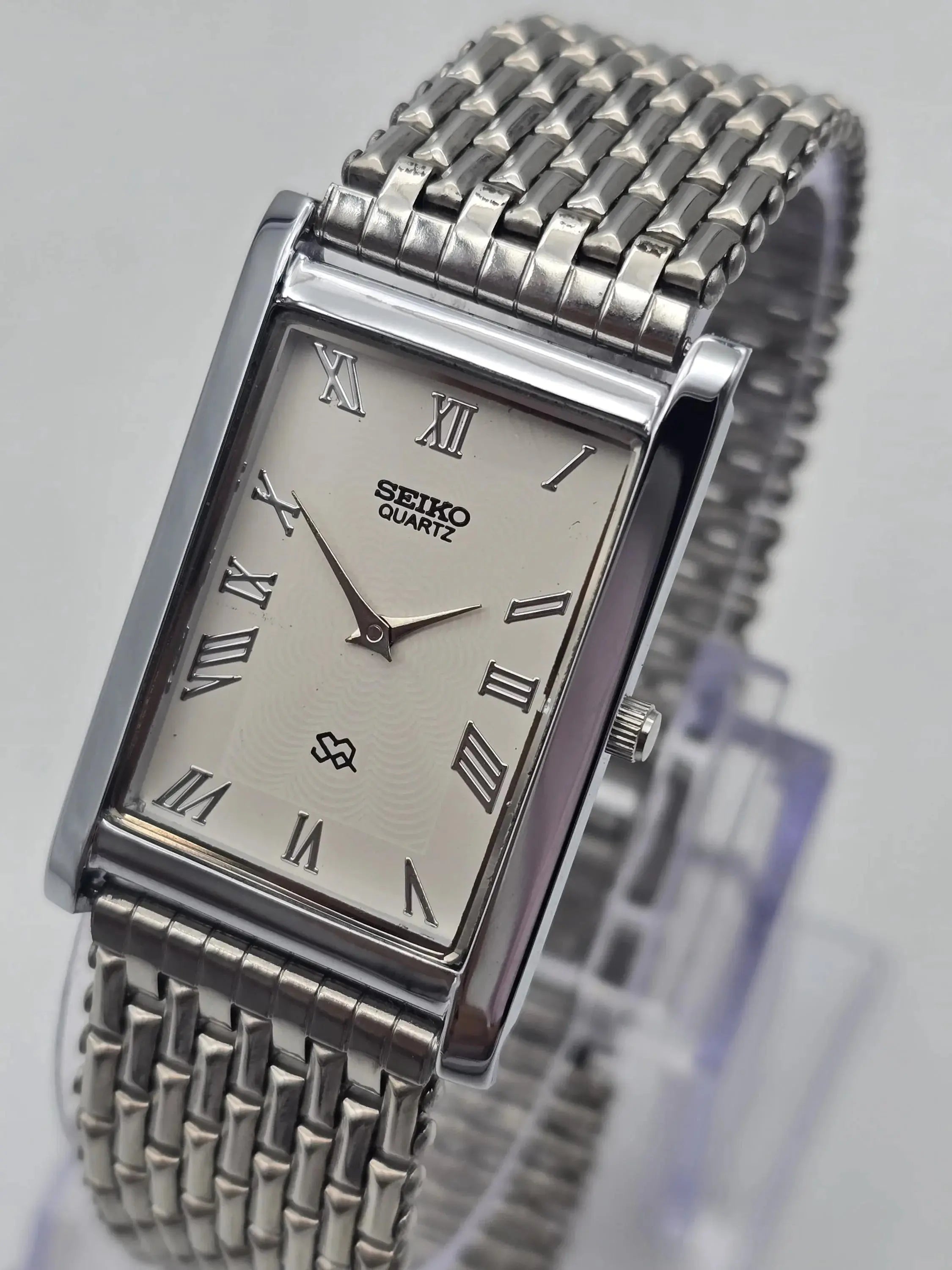 Seiko Slim Rectangular Dress Watch Men – Tank Style Quartz Wrist Watch ...
